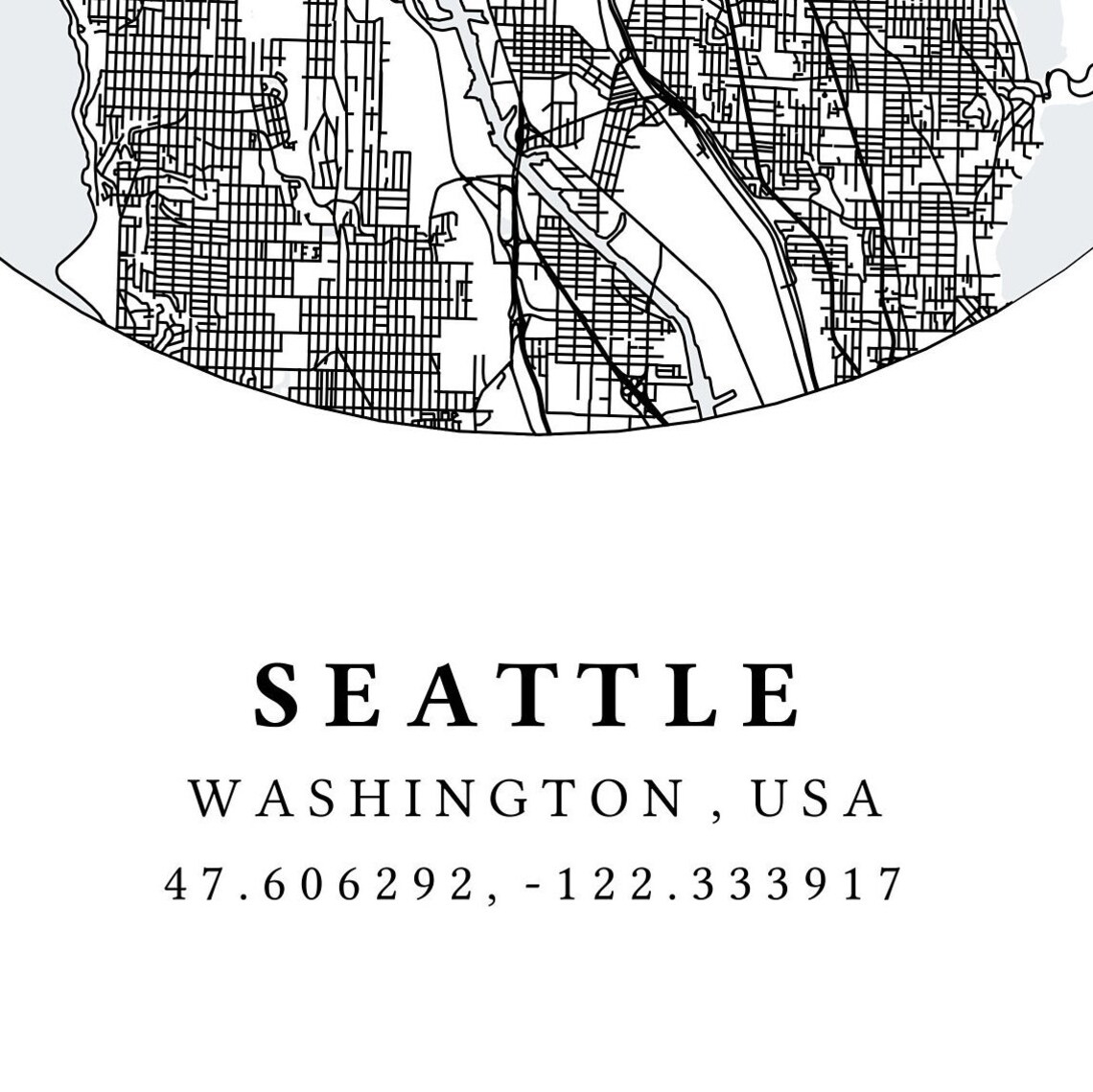 Seattle Printable Map Seattle Map Poster Seattle Washington | Etsy