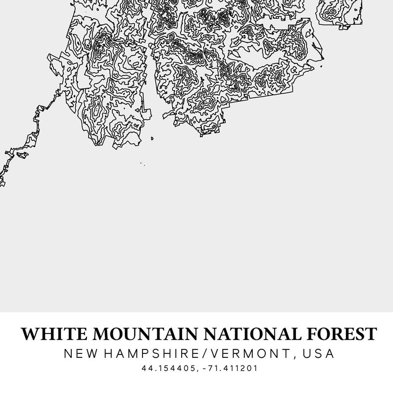 White Mountain National Forest Printable Topographic Map - Etsy