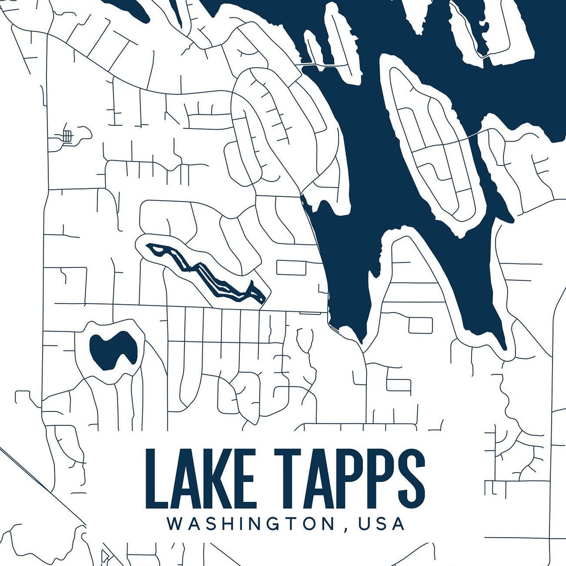 Lake Tapps Washington Printable Map Lake Tapps Wall Art Lake - Etsy