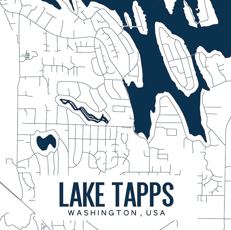 Lake Tapps Washington Printable Map Lake Tapps Wall Art Lake - Etsy