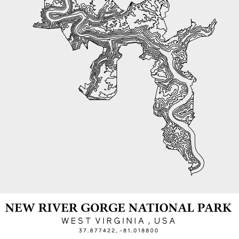 New River Gorge National Park Printable Topographic Map New - Etsy