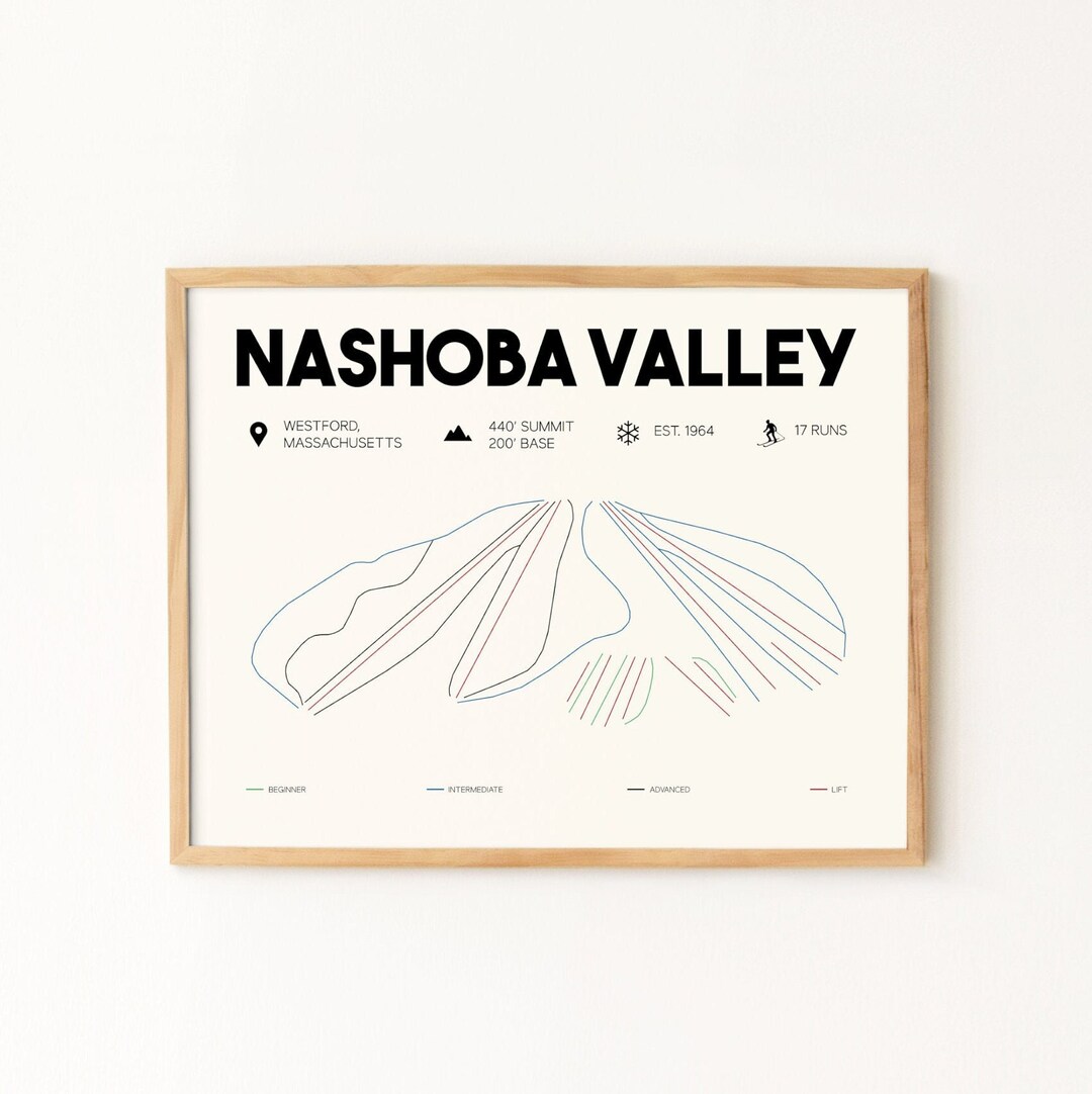 Nashoba Valley Printable Ski Map, Nashoba Valley Massachusetts Poster ...