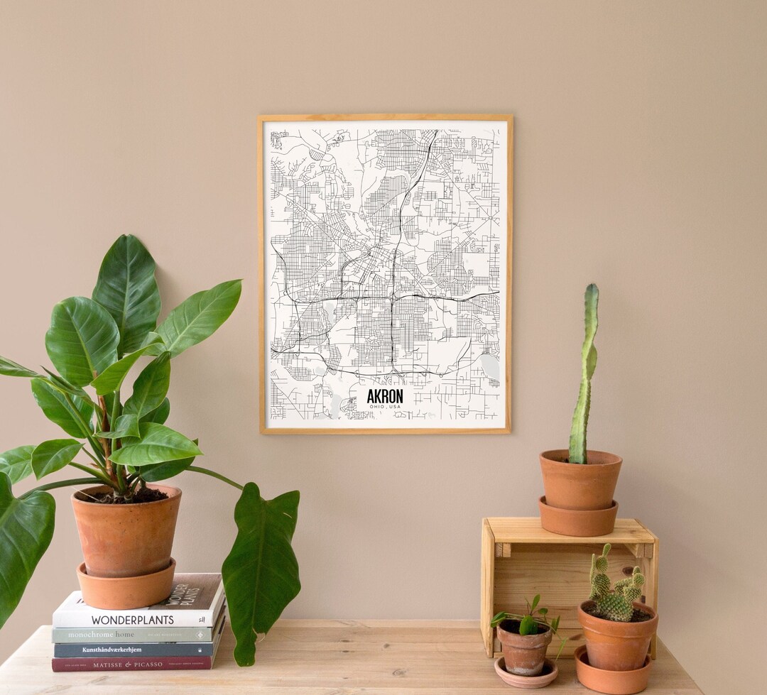 Mapa de Akron, Mapa imprimible de Akron Ohio, Mapa de Akron OH, Mapa ...