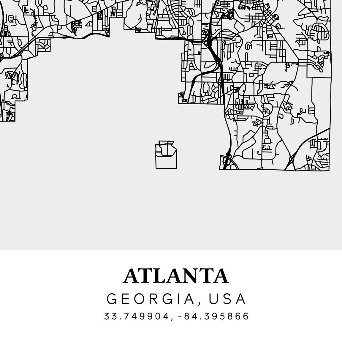 Atlanta Georgia Map Printable Printable Map for Office | Etsy