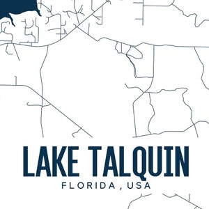 Lake Talquin Florida Printable Map, Lake Talqiun FL, Minimalist Map Art ...