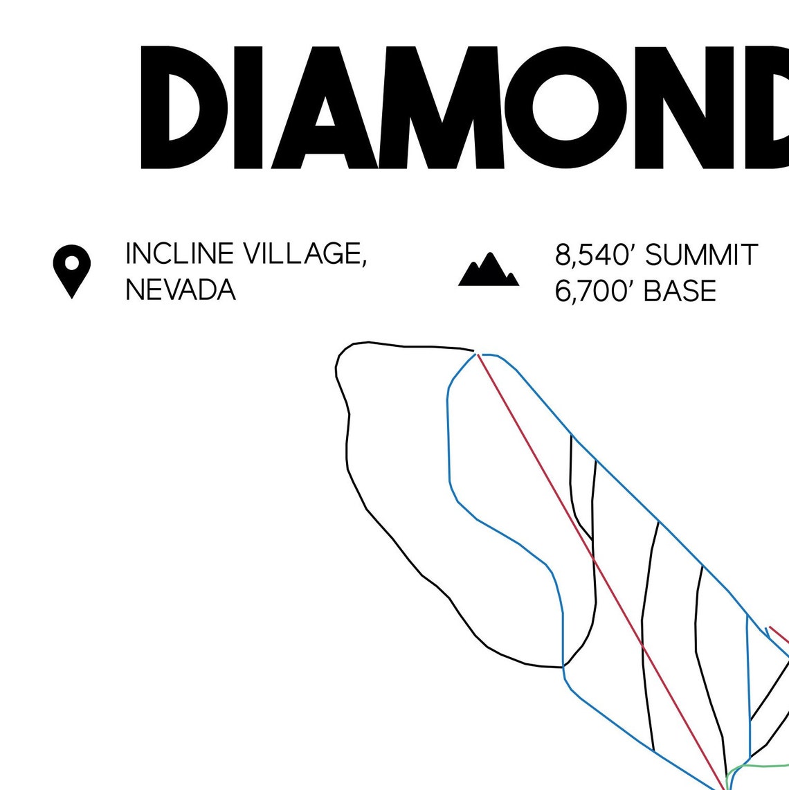 Diamond Peak Nevada Printable Ski Map 16x20 - Etsy