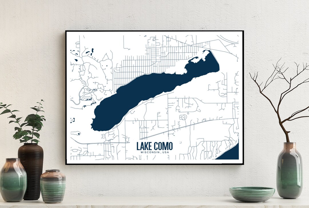 Lake Como Wisconsin Printable Map, Lake Como Wall Art, Wisconsin Map ...