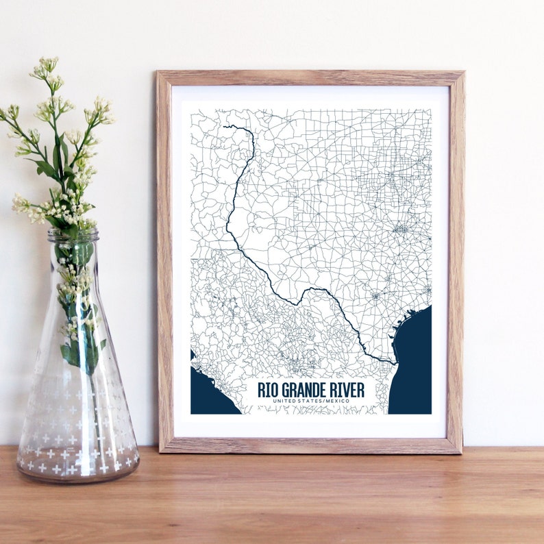 Rio Grande River Printable Map Poster Rio Grande Map Rio | Etsy
