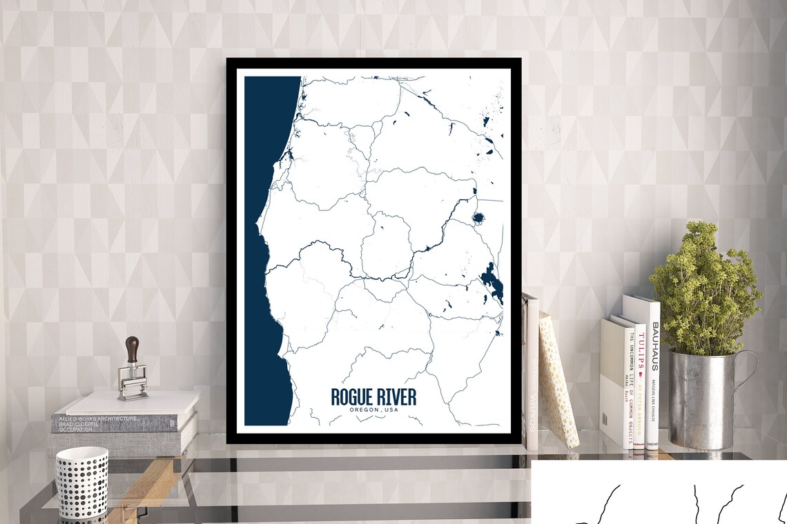Rogue River Oregon Printable Map Rogue River Map Crater Lake - Etsy