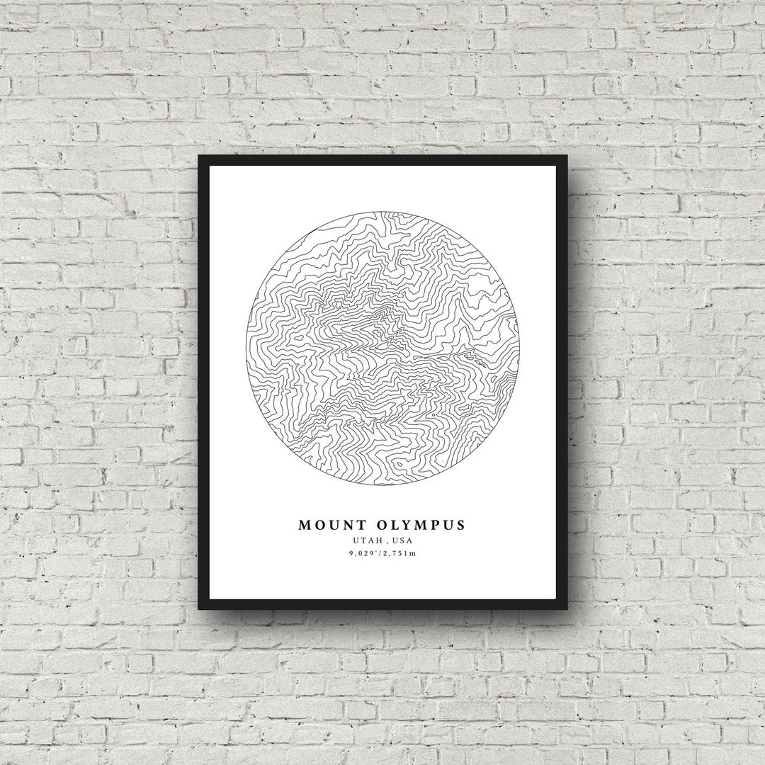 Mount Olympus Topographic Map, Mount Olympus Map, Salt Lake City Print ...