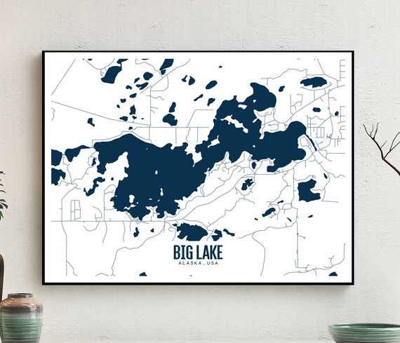 Big Lake Alaska Printable Map Big Lake Wall Art Alaska Map - Etsy