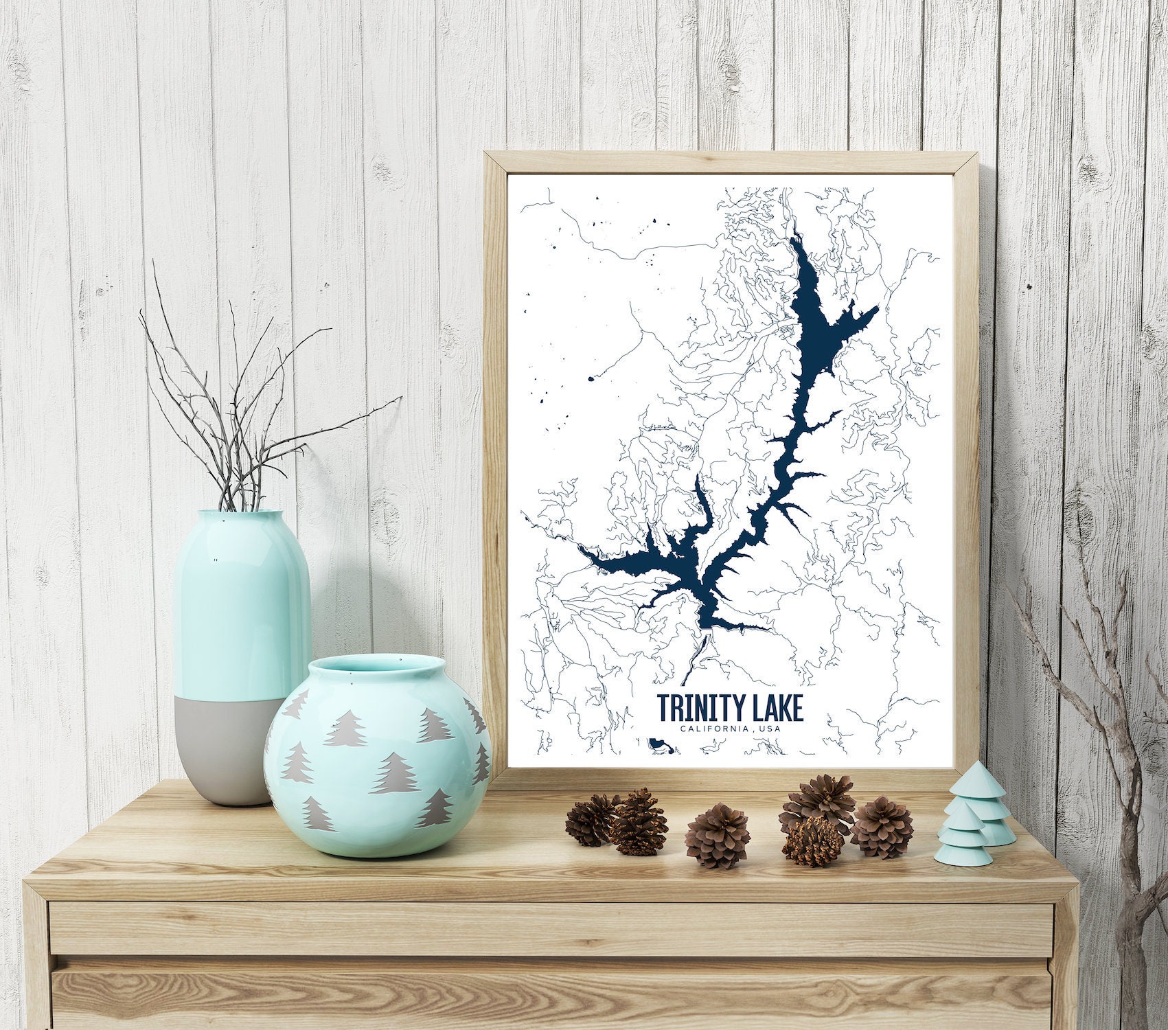 Trinity Lake Printable Map Trinity Lake California Wall Art - Etsy