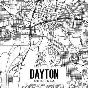 Dayton Map, Dayton Ohio Printable Map, Dayton OH Map, Minimalist Map ...