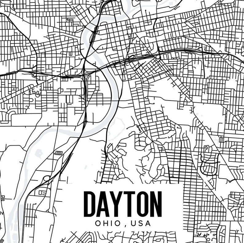 Dayton Map Dayton Ohio Printable Map Dayton OH Map - Etsy
