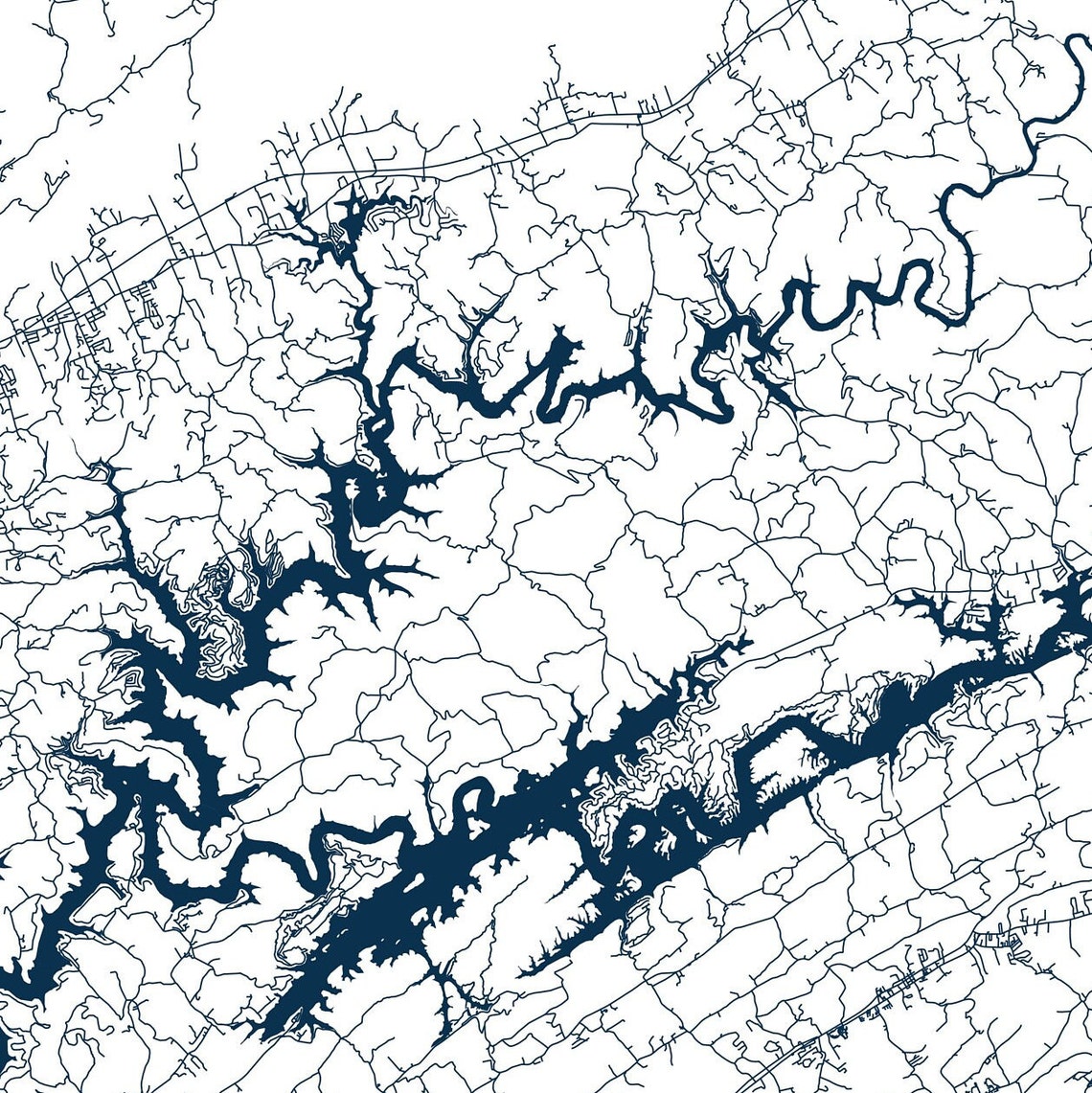 Norris Lake Printable Map Poster Norris Lake Tennessee | Etsy