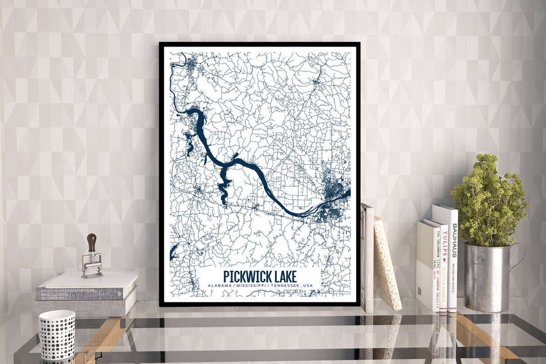 Pickwick Lake Printable Map, Alabama Wall Art, Pickwick Lake Print ...
