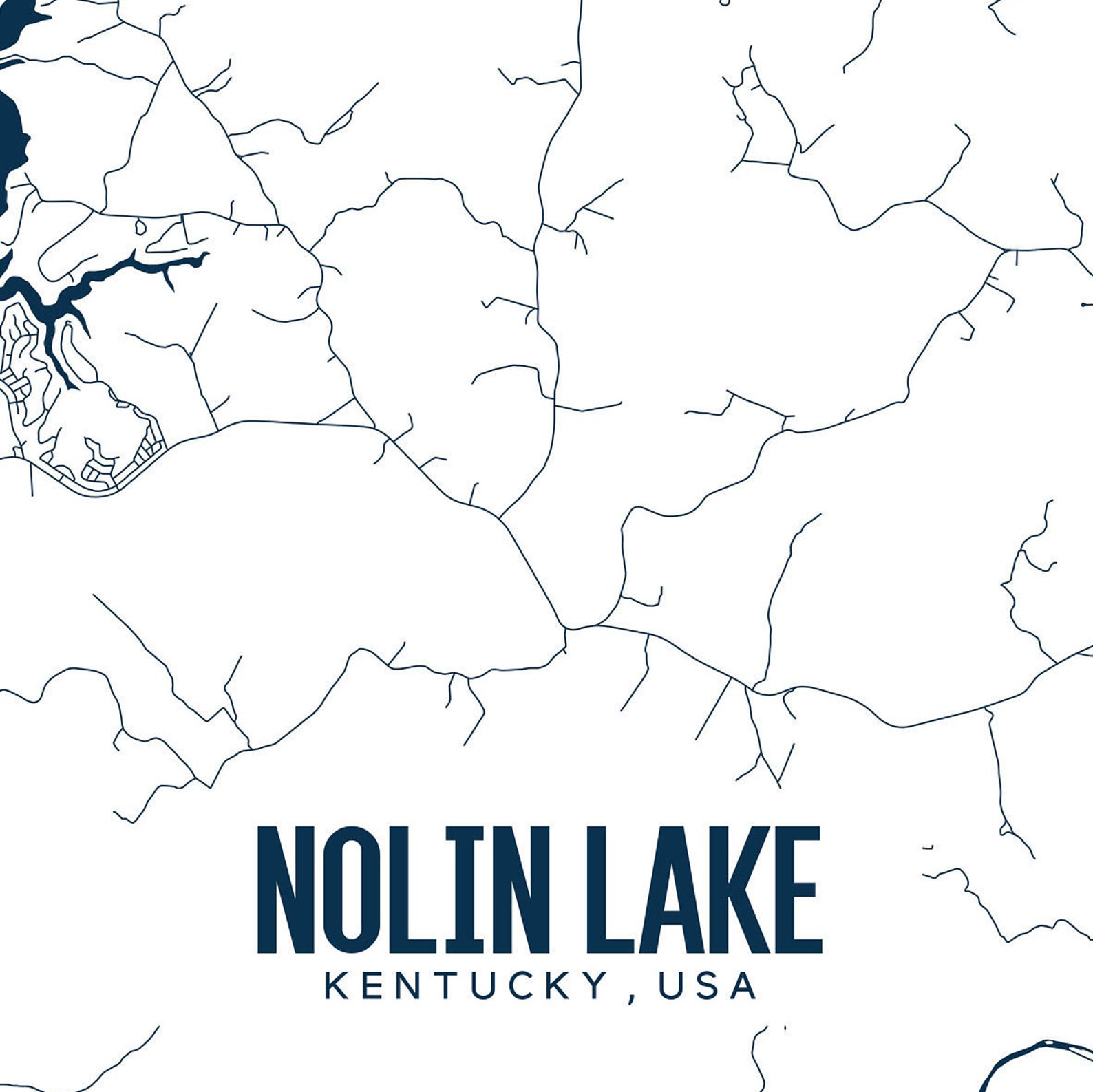 Nolin Lake Kentucky Printable Map Nolin Lake Wall Art Nolin - Etsy