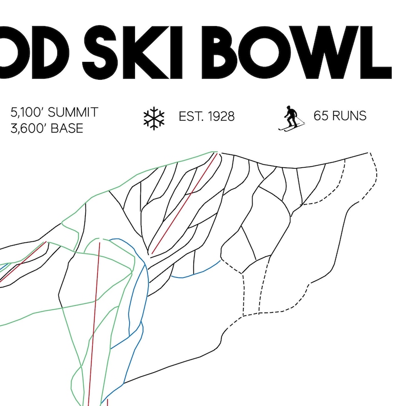 Mt. Hood Ski Bowl Oregon Printable Map - Etsy