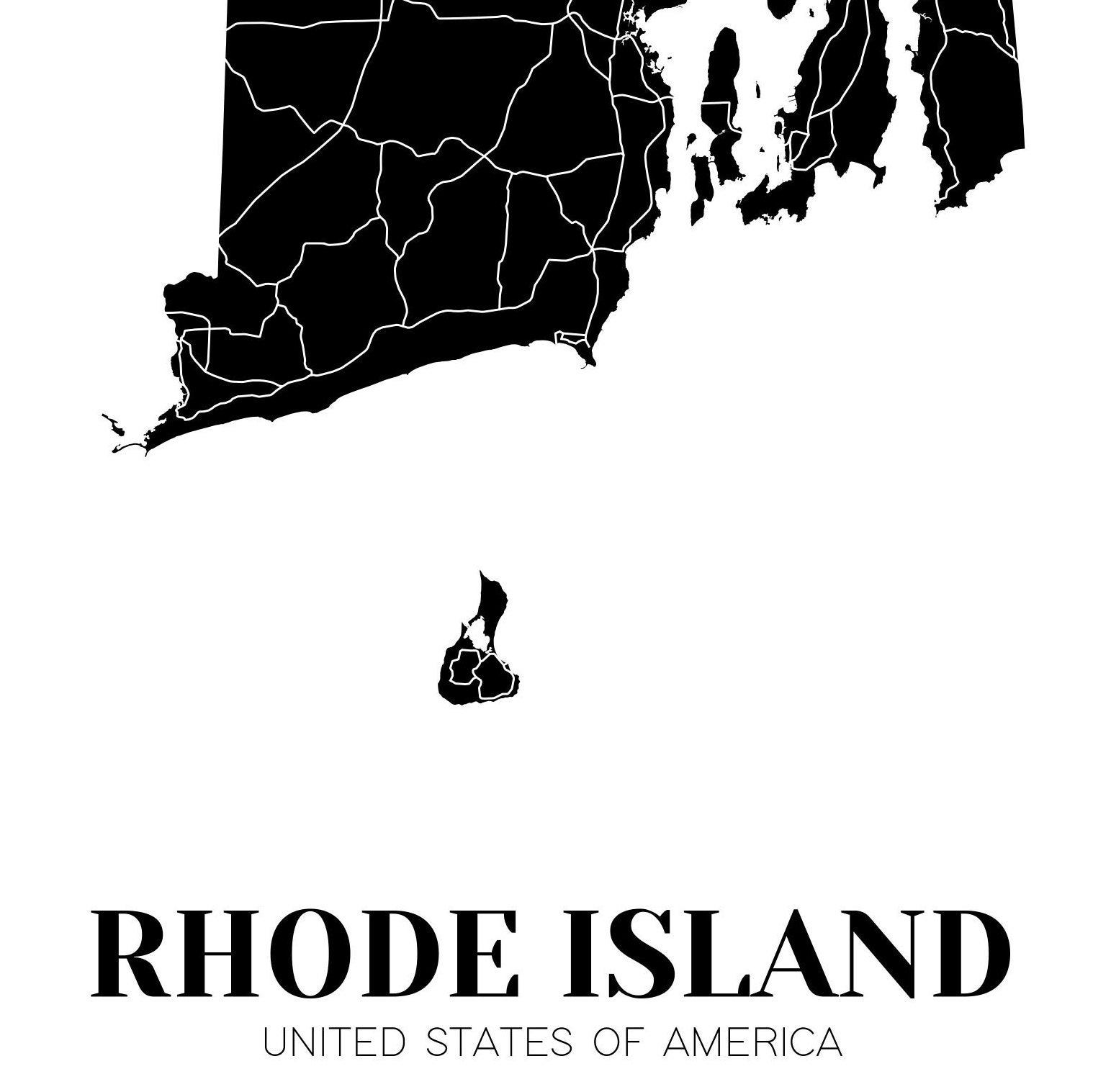Map of Rhode Island Printable Rhode Island Map Print - Etsy