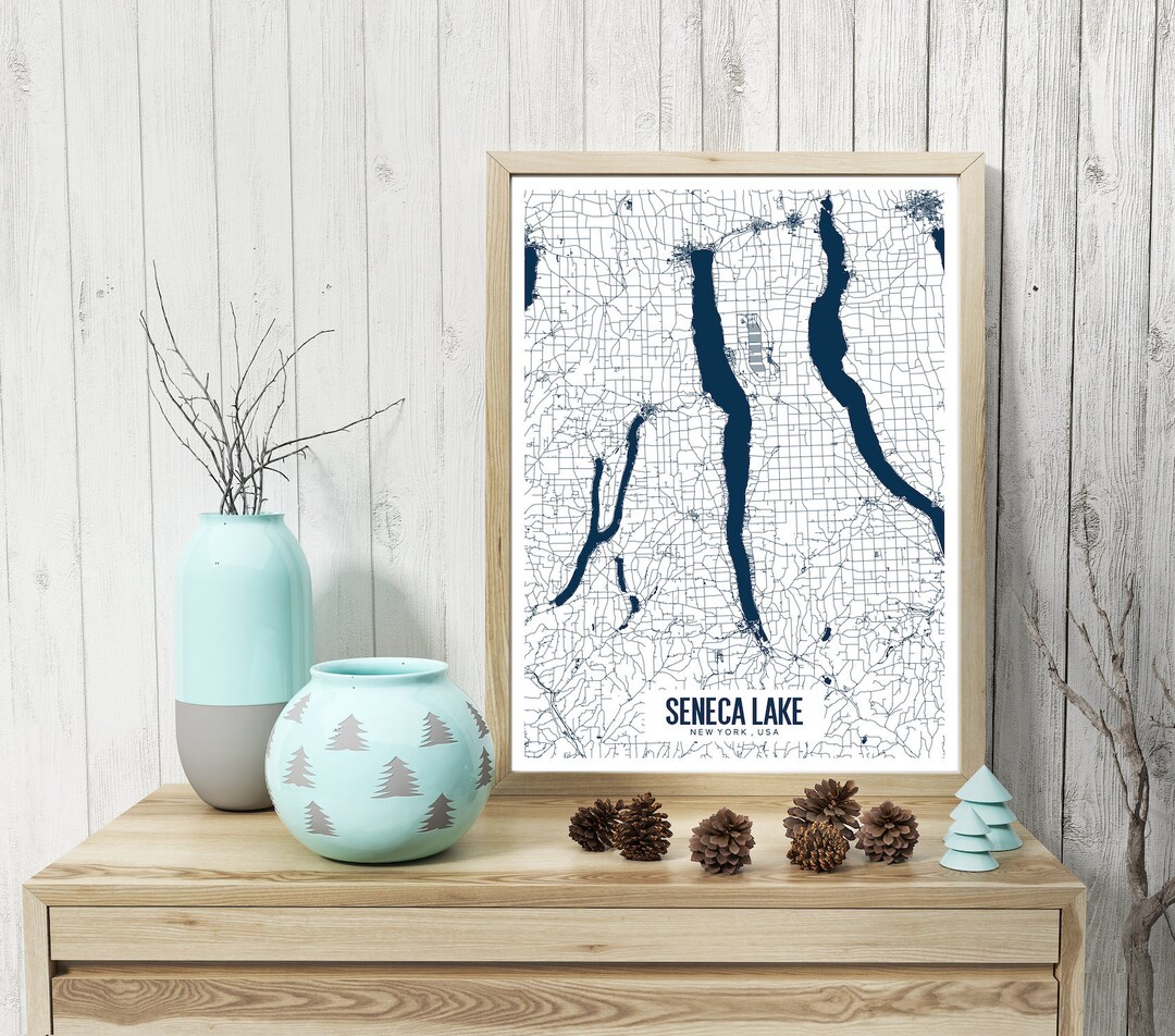 Seneca Lake New York Printable Map, Seneca Lake Wall Art, Seneca Lake ...