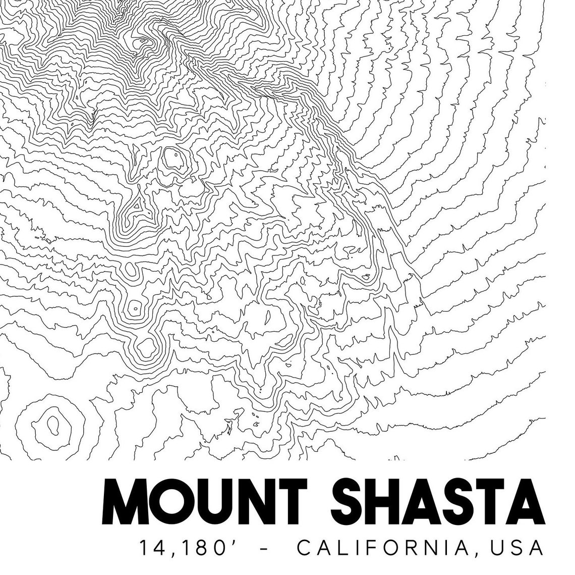 Mount Shasta Topographic Map Mt Shasta Map Mount Shasta - Etsy