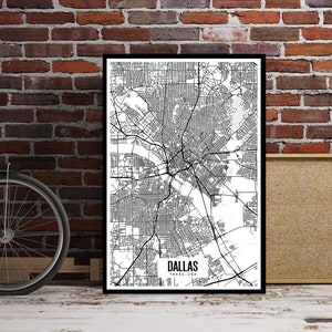 Dallas Texas Printable Map Dallas Map Print Texas Wall Art - Etsy