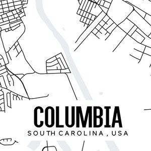Columbia South Carolina Map Printable Columbia City Map Art - Etsy