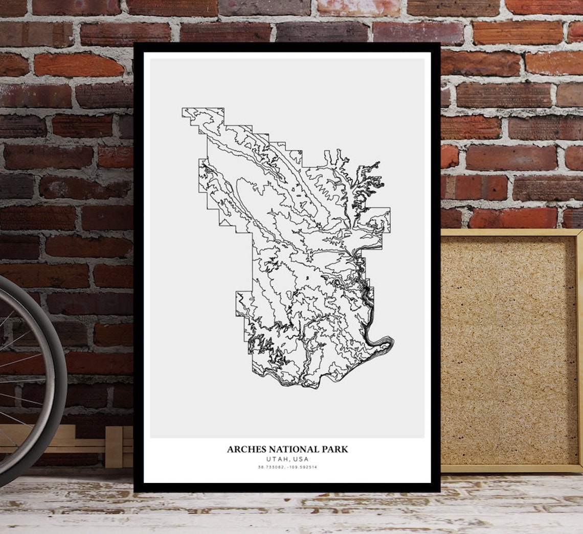 Arches National Park Printable Topographic Map Moab Utah Map - Etsy