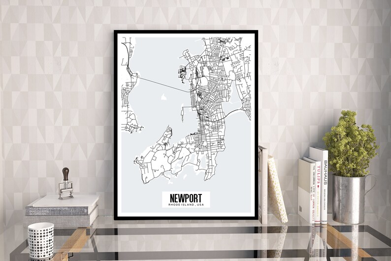 Newport Rhode Island Printable Downtown Street Map Rhode - Etsy