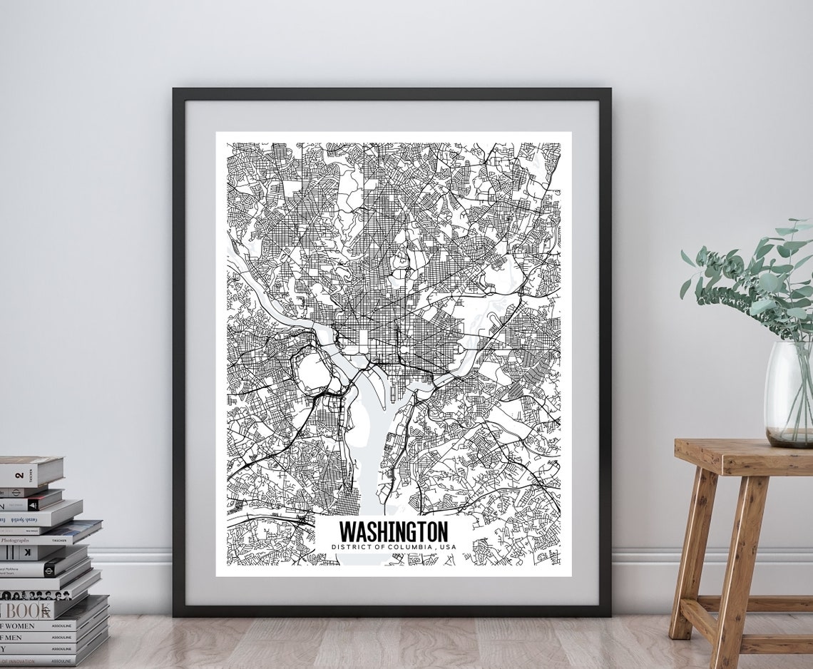 Washington D.C. Map Printable DC City Map Art Washington Map | Etsy
