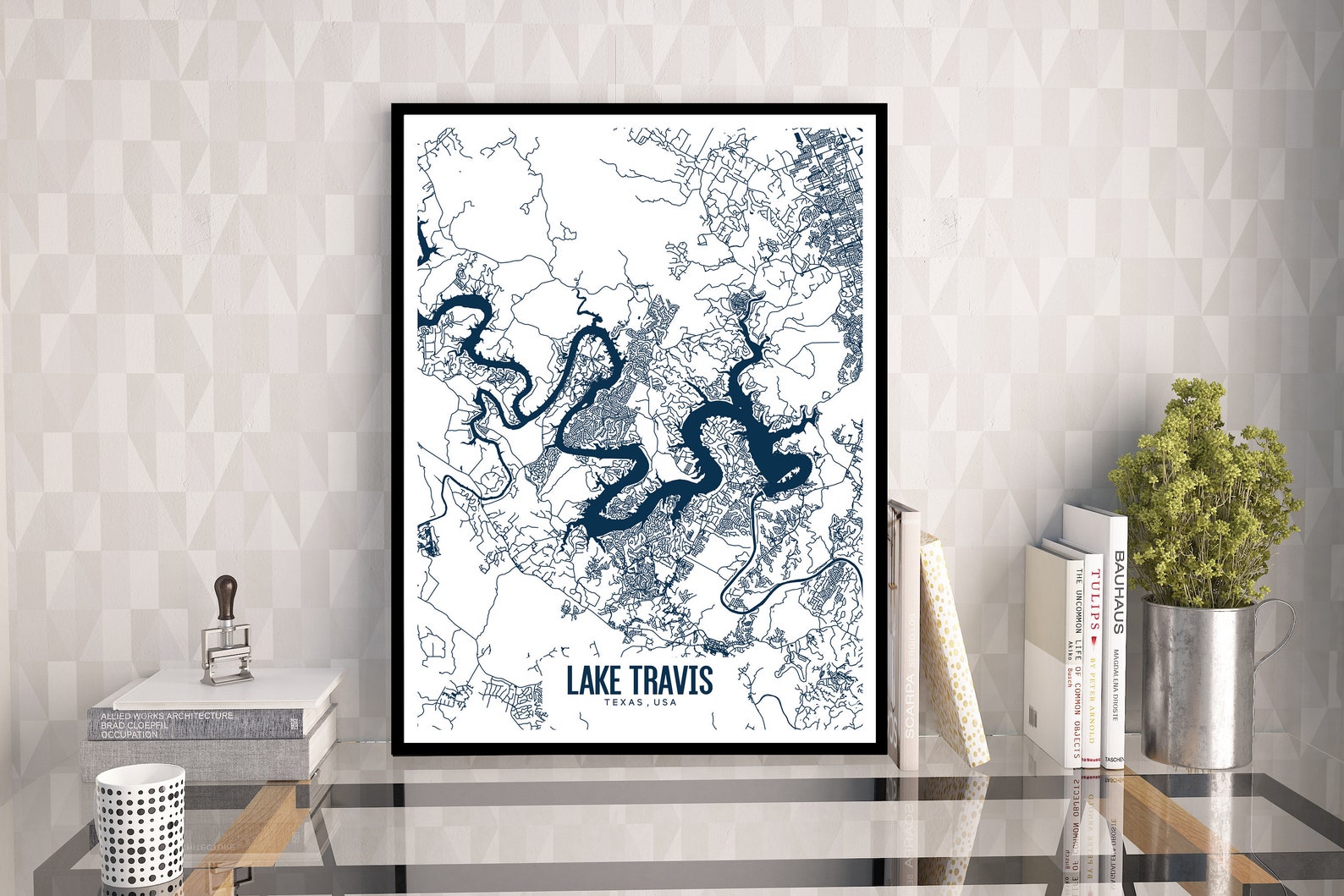 Lake Travis Texas Printable Map Lake Travis Wall Art Lake - Etsy
