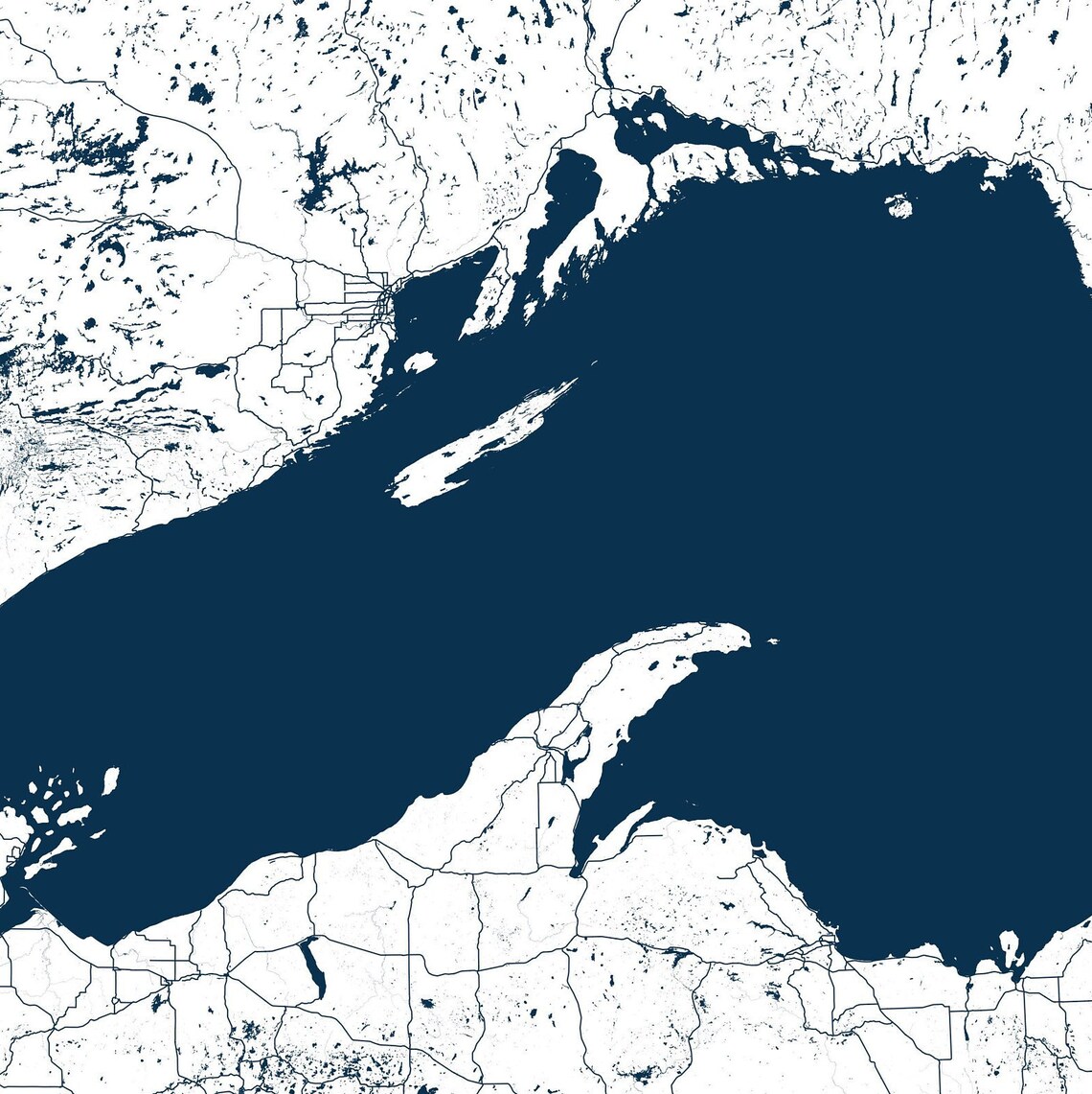 Arte del mapa imprimible del lago superior arte del mapa del - Etsy España