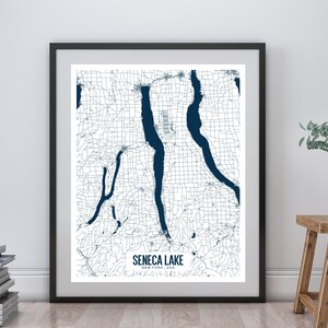 Seneca Lake New York Printable Map, Seneca Lake Wall Art, Seneca Lake ...
