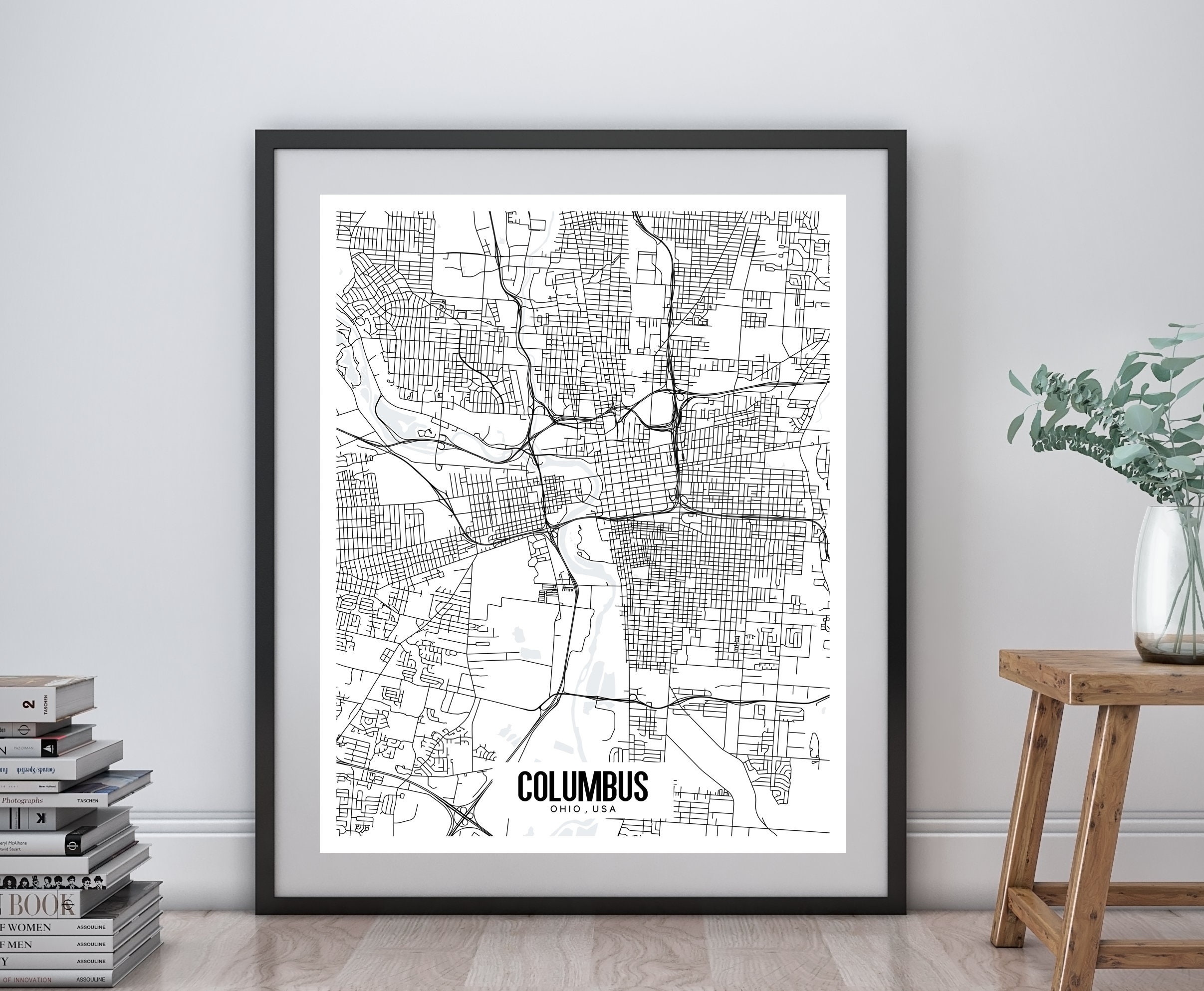Columbus Ohio Map Printable Ohio Printable Map Ohio Wall | Etsy