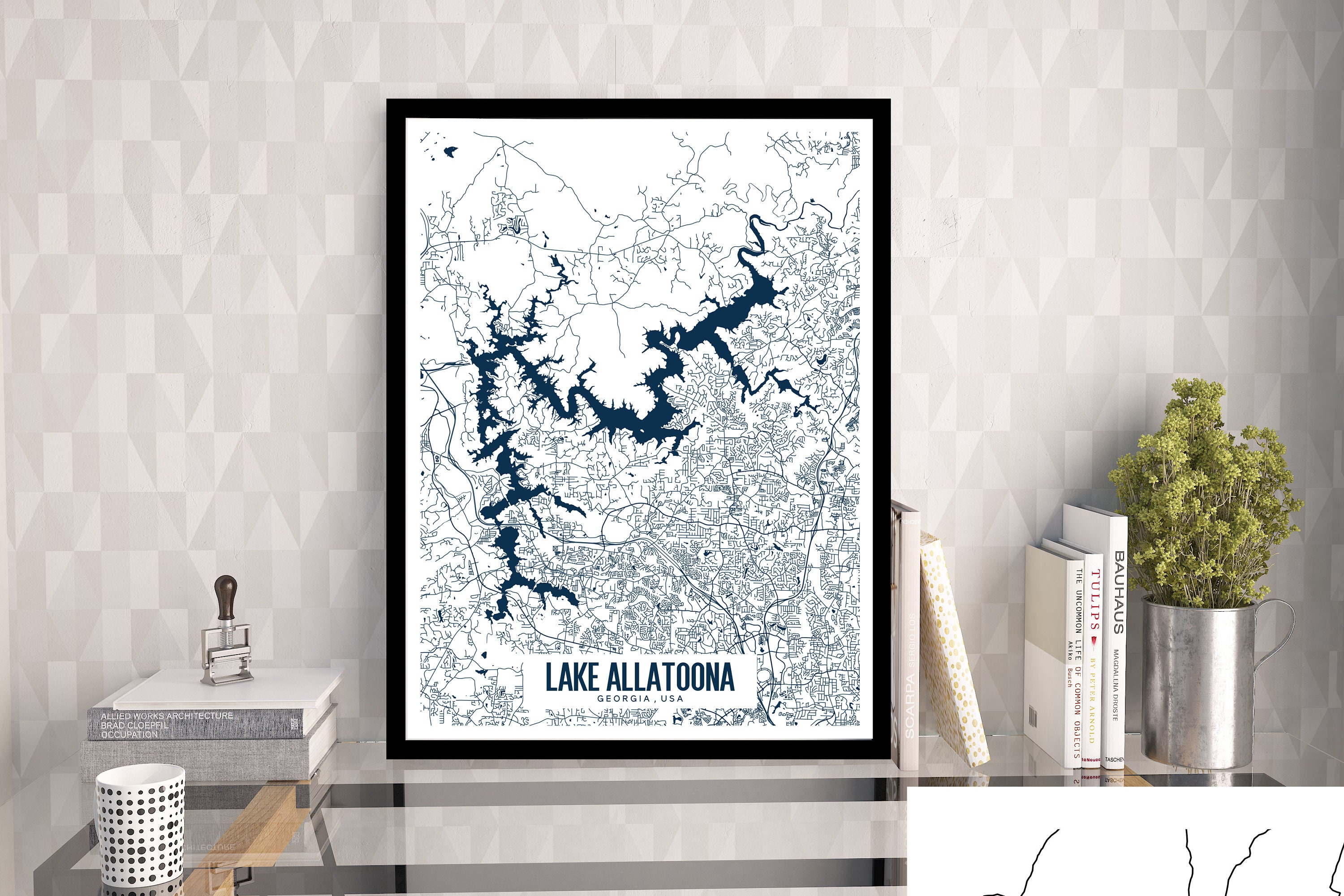 Lake Allatoona Georgia Printable Map, Lake Allatoona Map Art, Atlanta ...