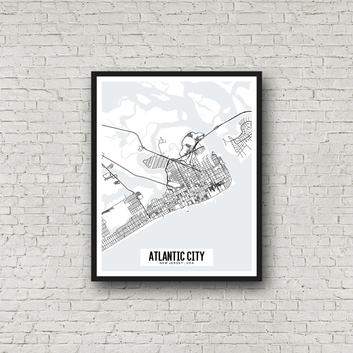 Atlantic City New Jersey Printable Map Atlantic City Map New - Etsy