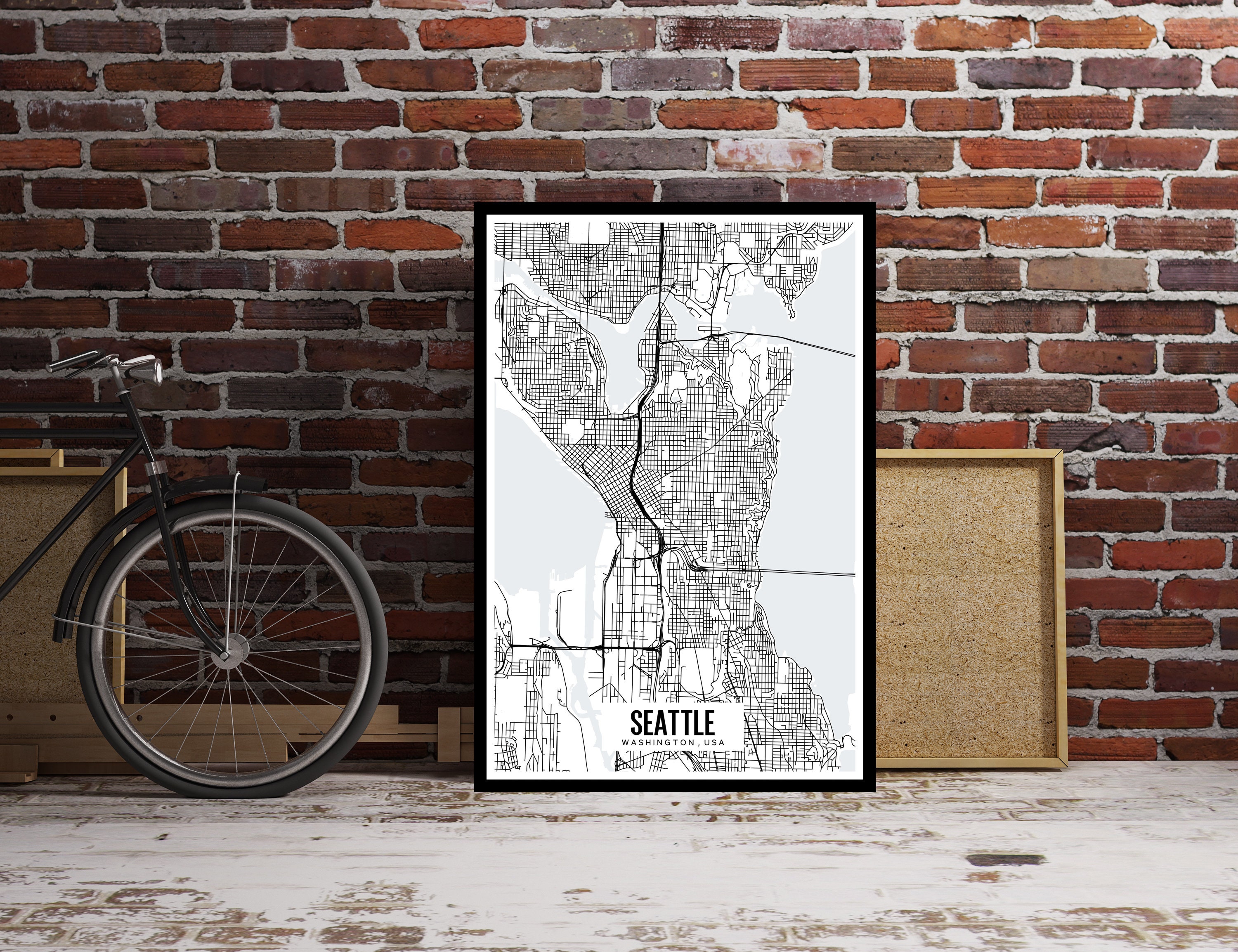 Seattle Map Printable Seattle Map Poster Seattle Washington - Etsy