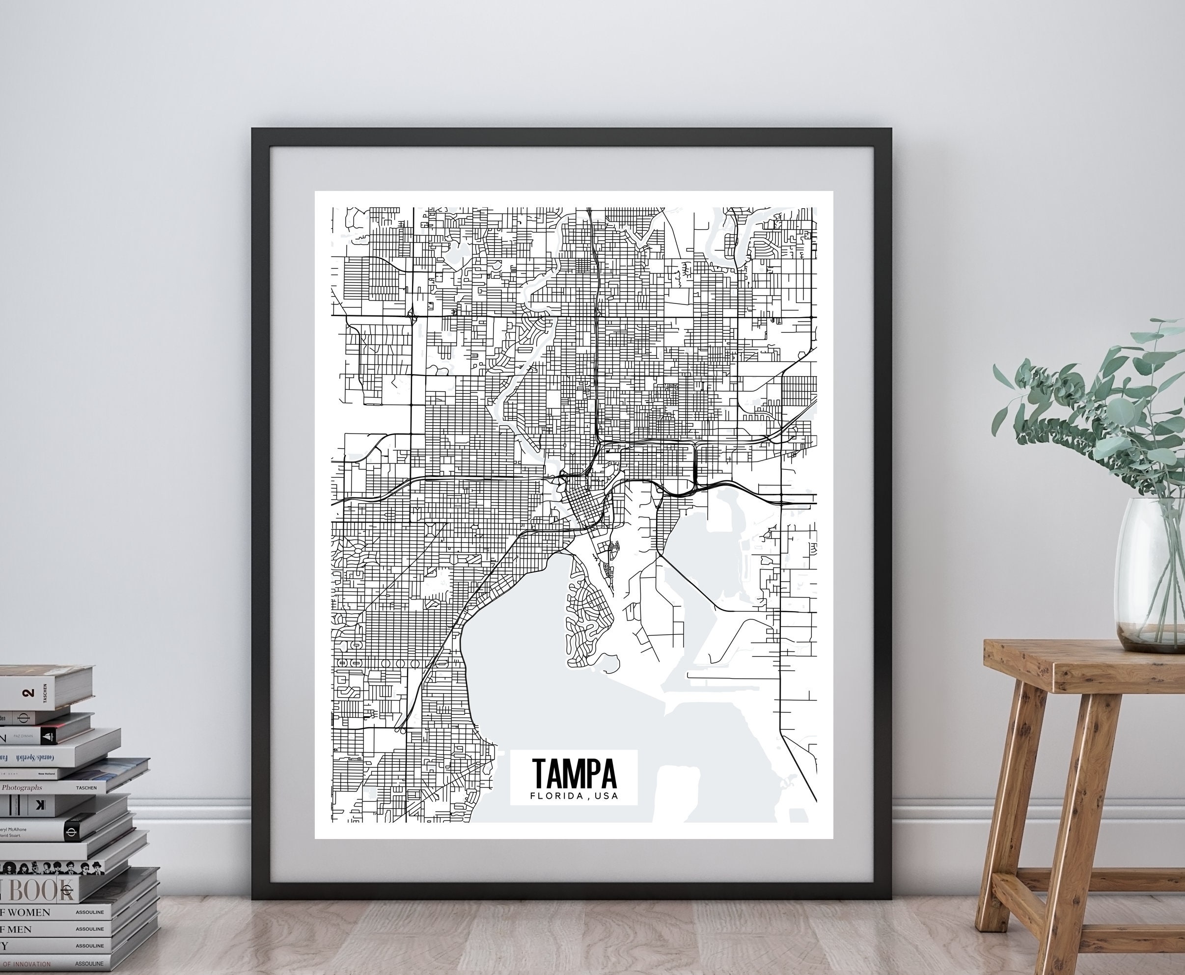 Tampa Florida Map Printable Tampa FL Wall Art Tampa Wall - Etsy