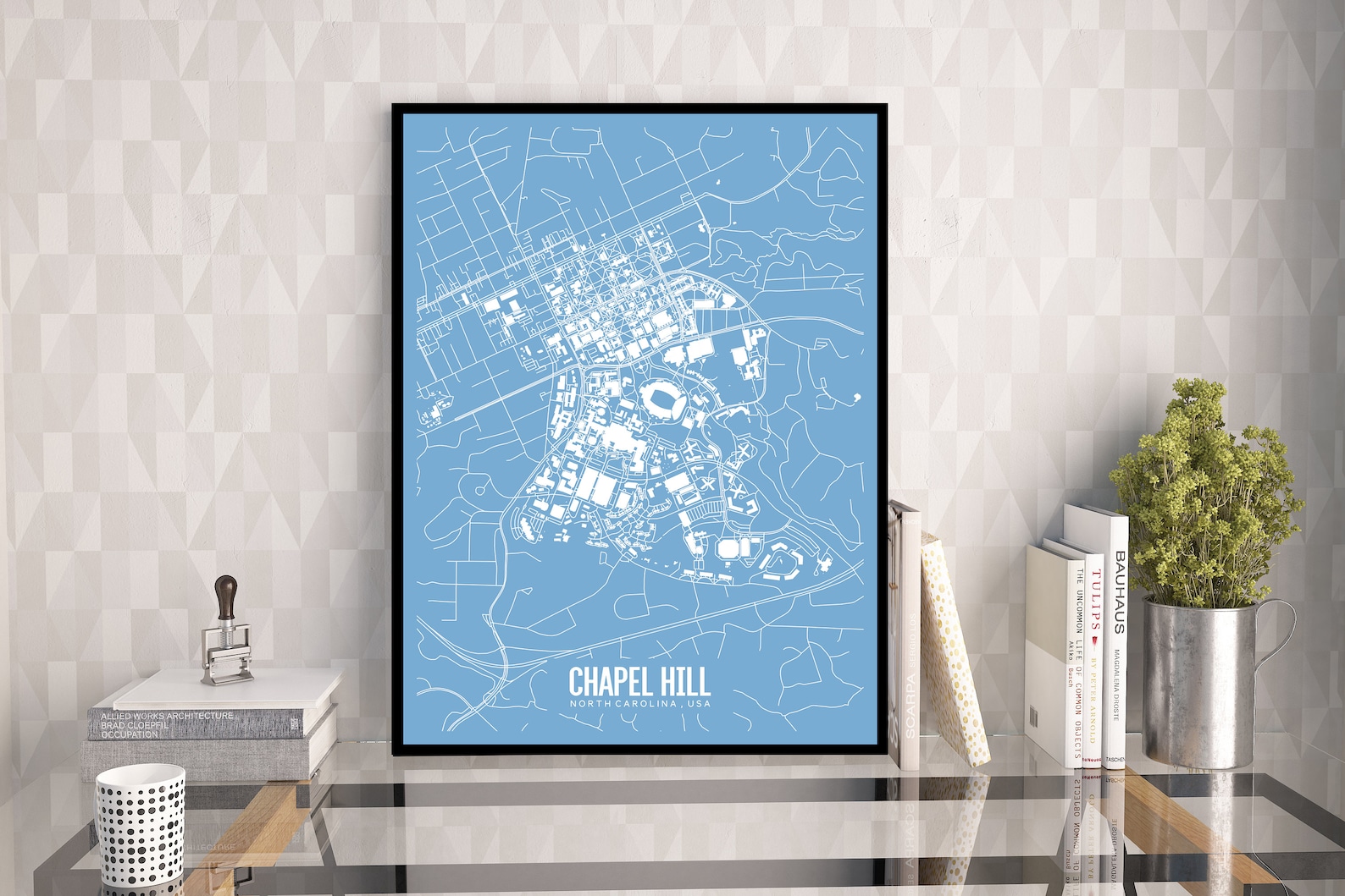 Chapel Hill North Carolina Map UNC Wall Art Chapel Hill NC - Etsy