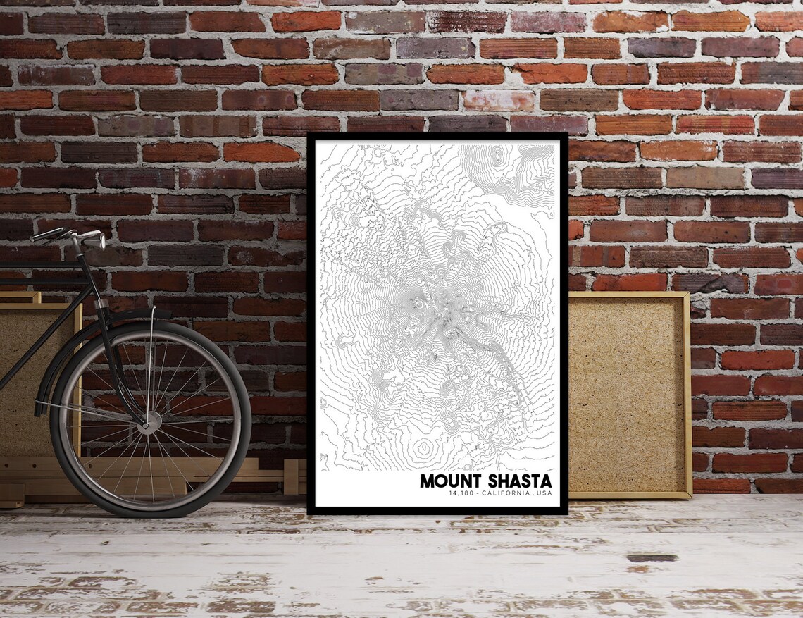 Mount Shasta Topographic Map Mt Shasta Map Mount Shasta | Etsy