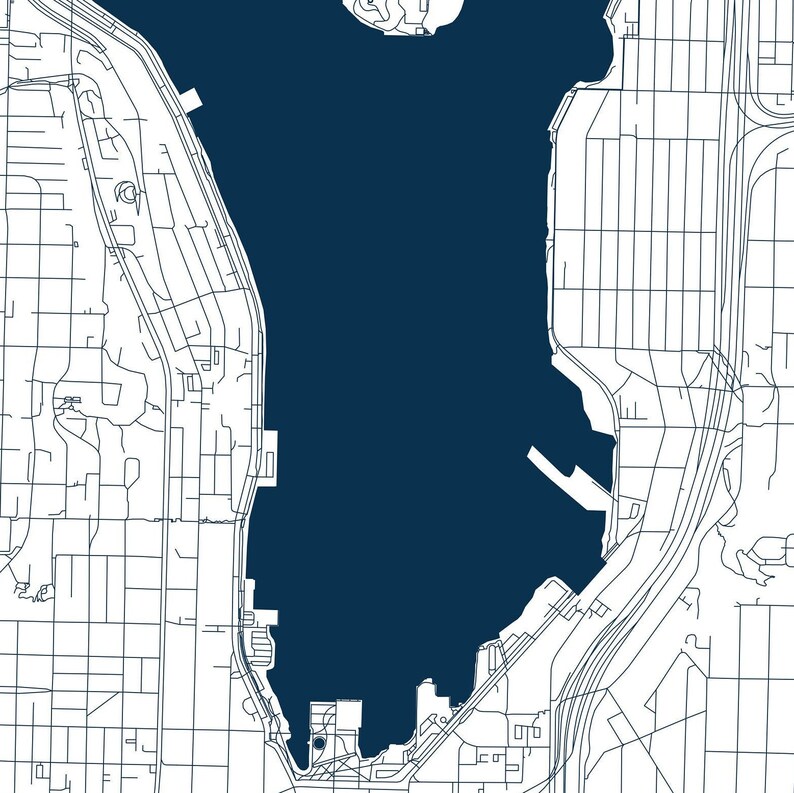 Lake Union Washington Printable Map Lake Union Wall Art Lake - Etsy