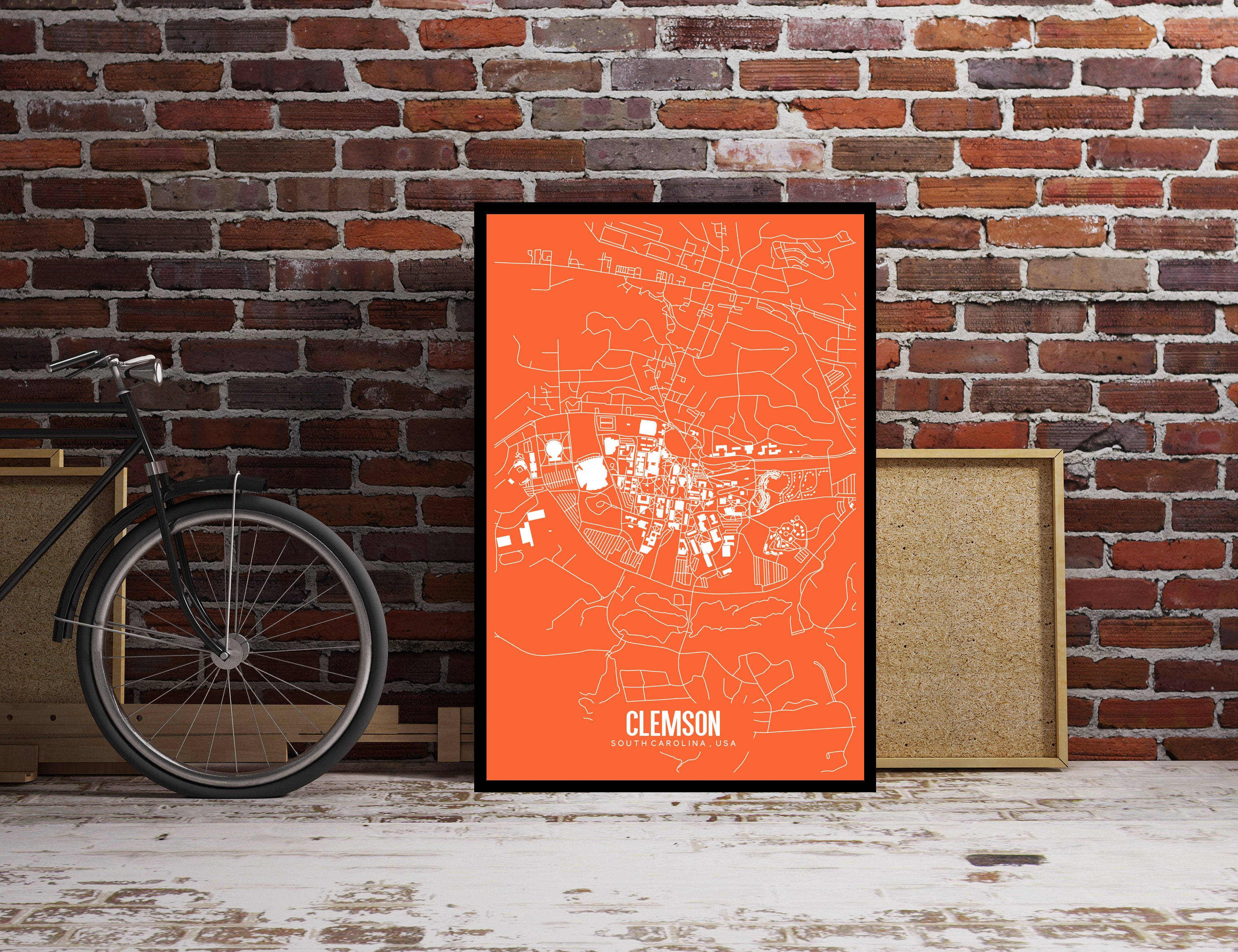 Clemson South Carolina Printable Map Clemson Print Clemson | Etsy