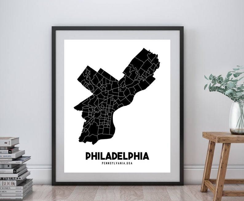 Philadelphia Neighborhoods Printable Map Philly Map Poster - Etsy