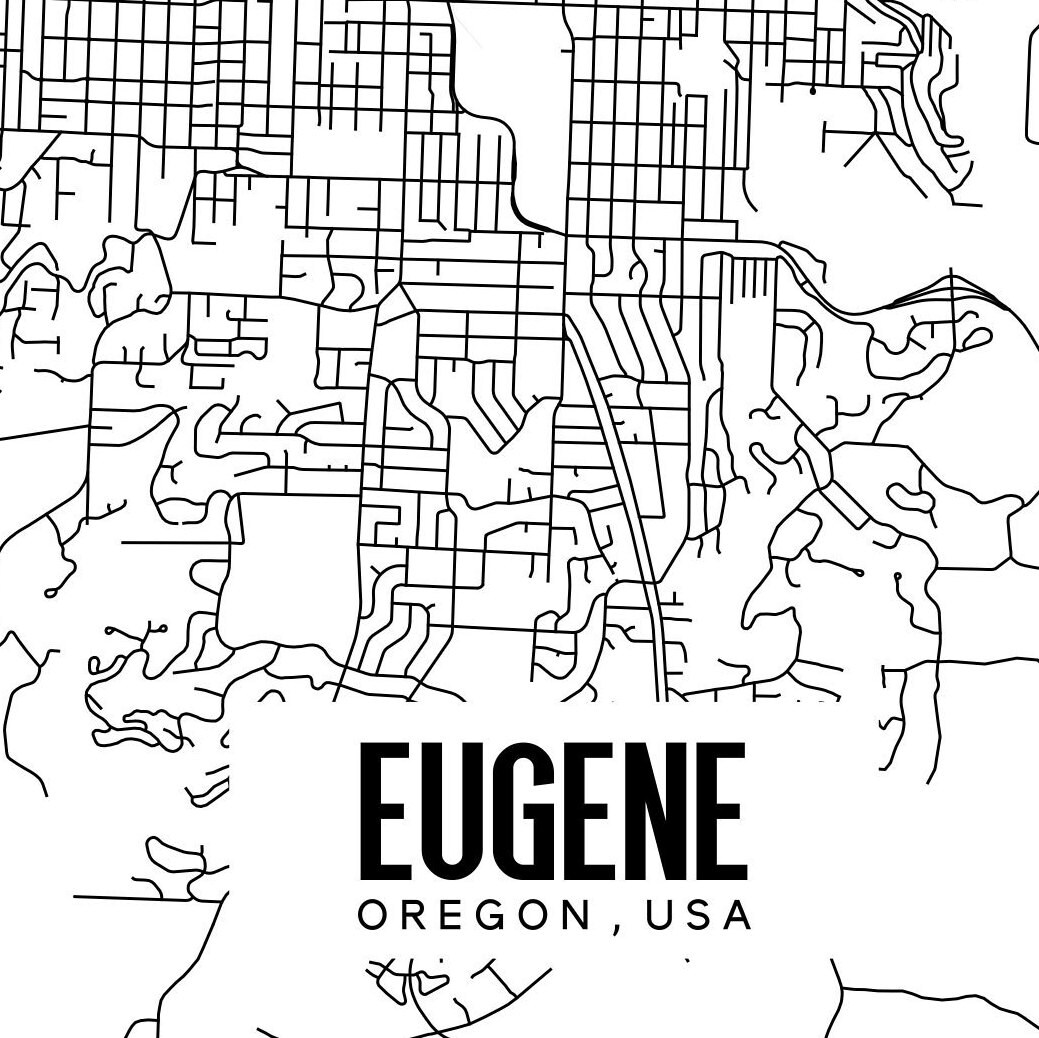 Eugene Oregon map printable Eugene wall art Pacific | Etsy