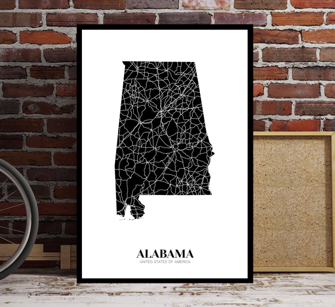Map of Alabama Printable Alabama Map Print Printable AL Map - Etsy