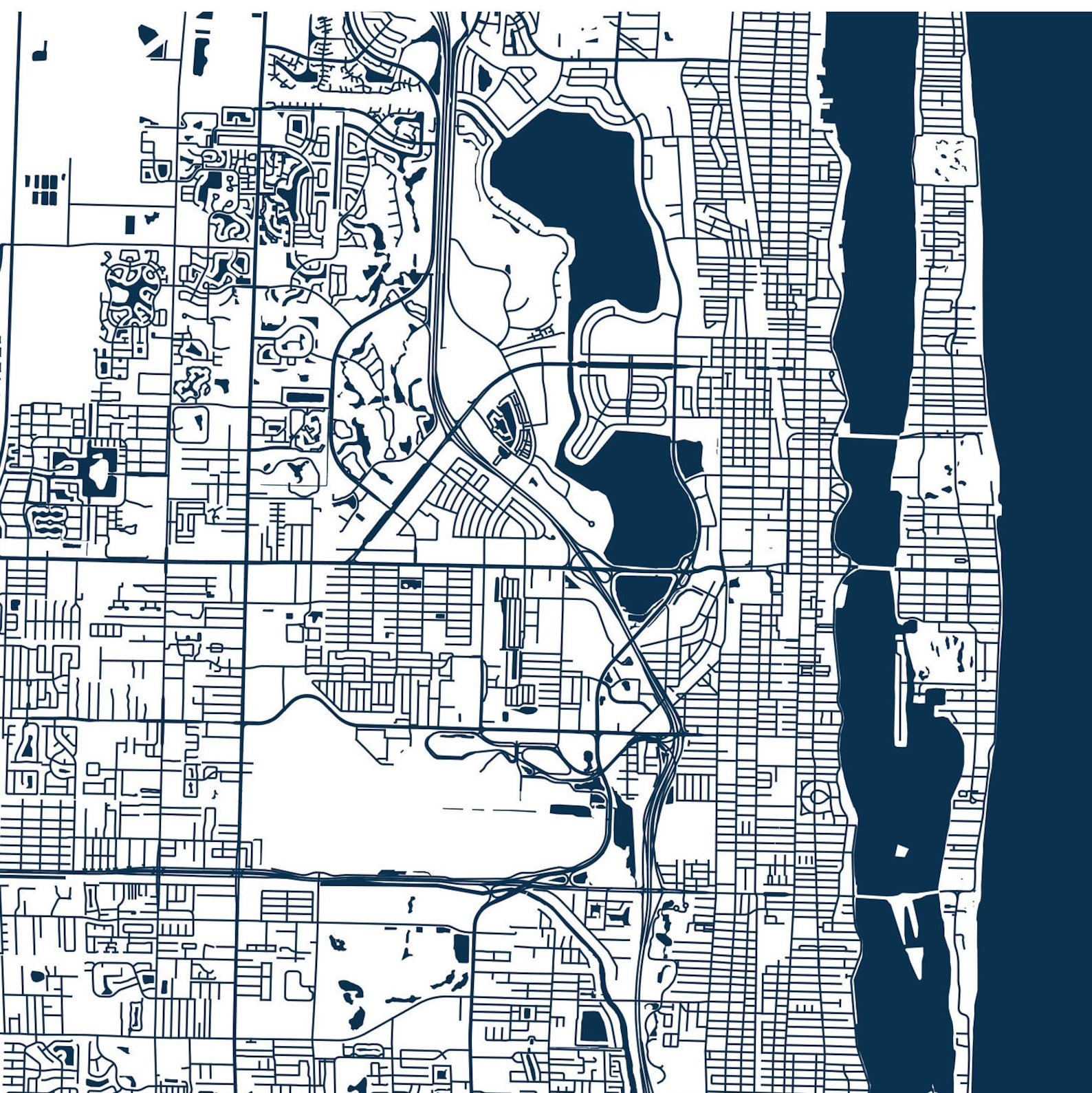 West Palm Beach Florida Map Printable Printable Map for - Etsy