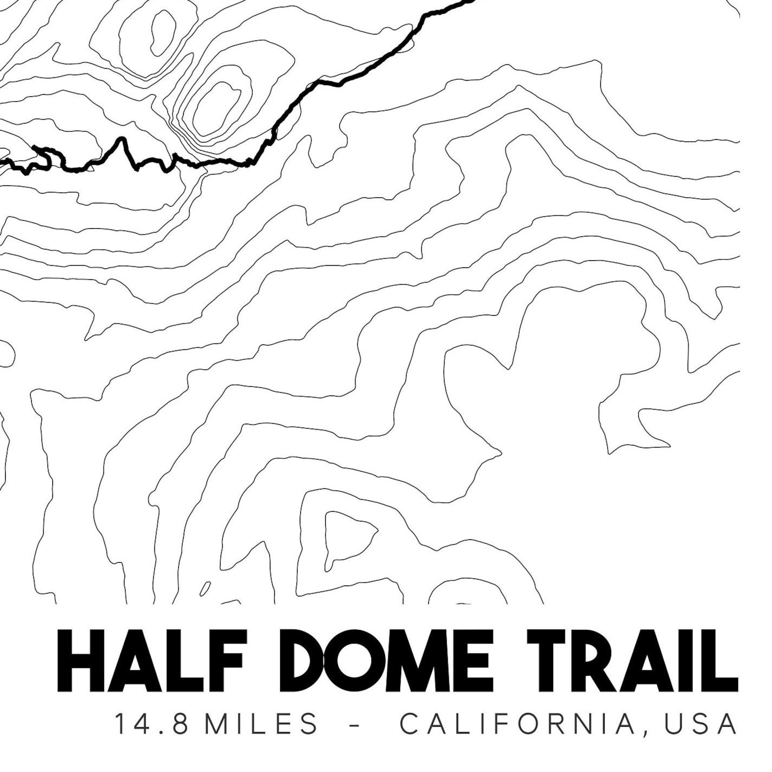 Half Dome Trail Topographic Map, Printable Half Dome Map, Trail Map ...