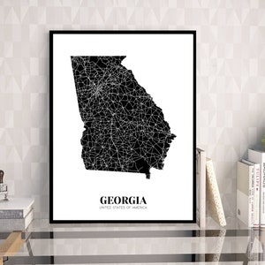 Map of Georgia, Printable Georgia Map, Printable GA Map Poster, Custom ...