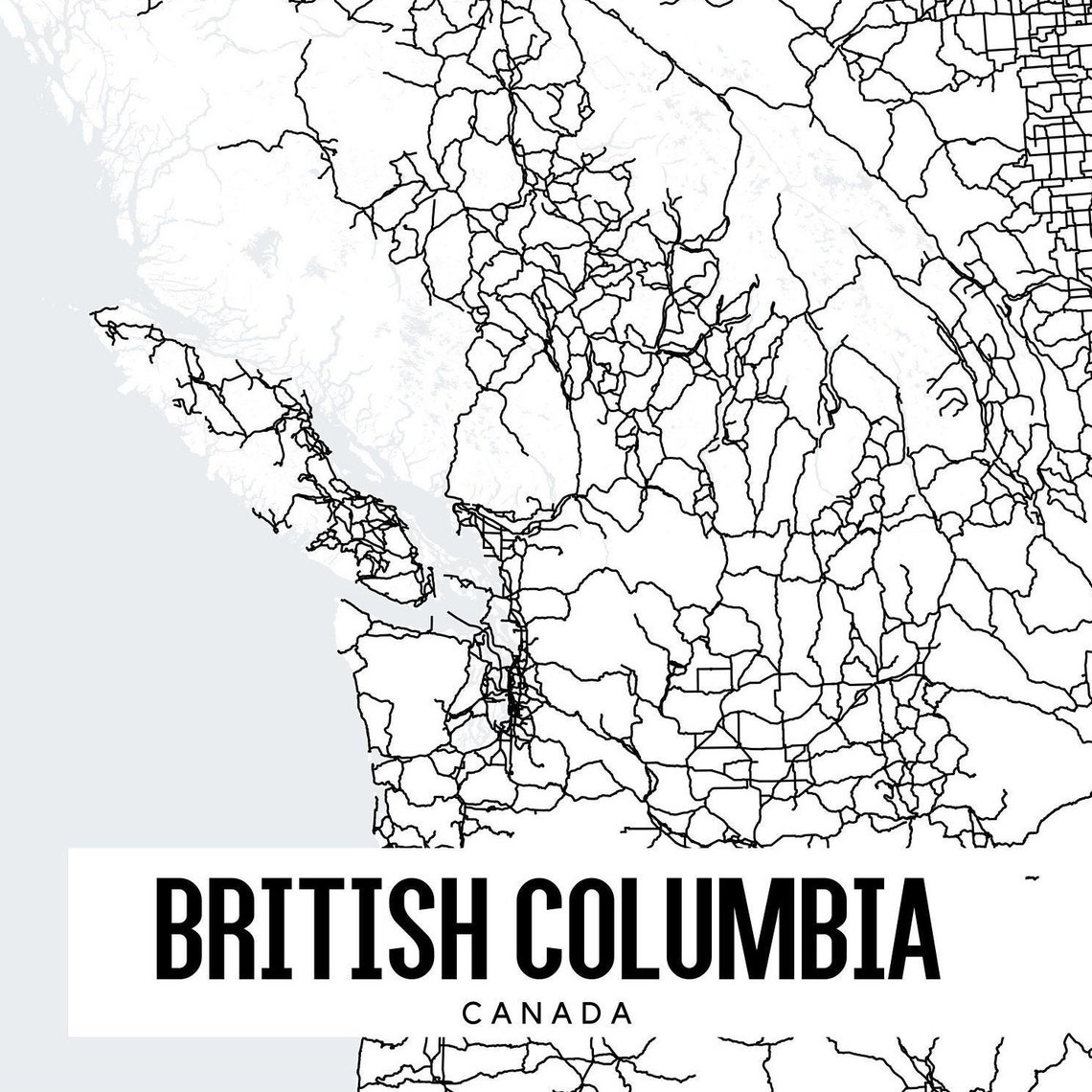 British Columbia Map Printable Printable Map for Office | Etsy