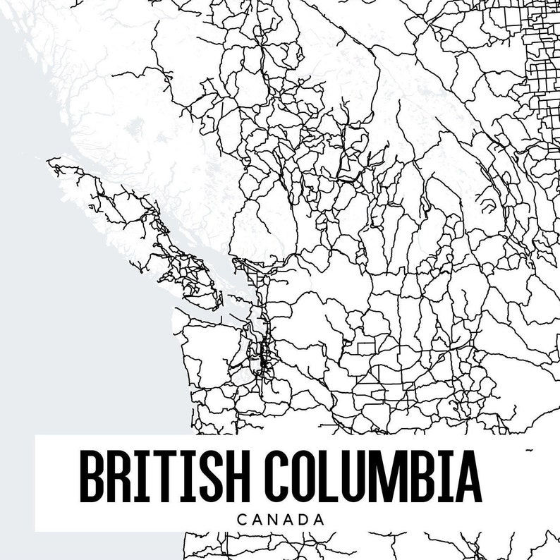 British Columbia Map Printable Printable Map for Office | Etsy